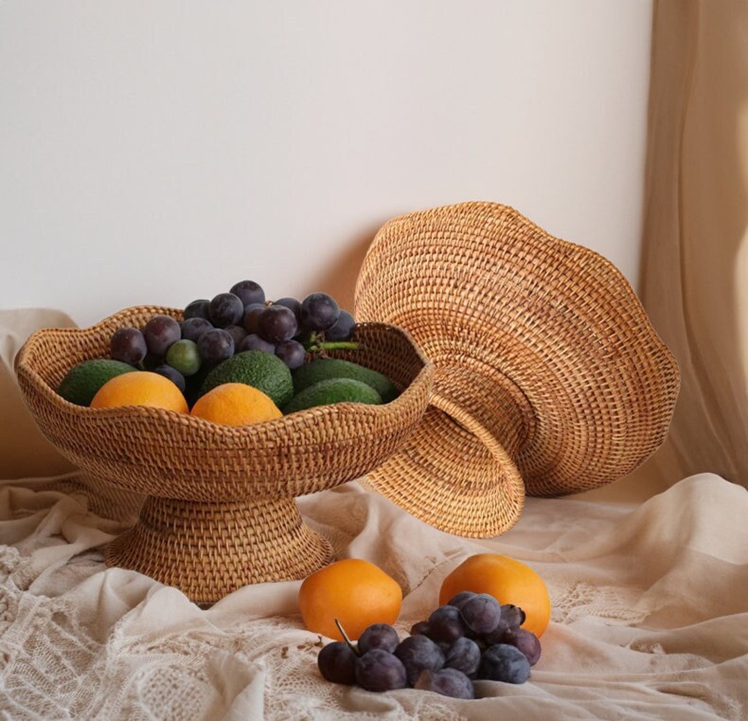 Fruits Basket Storage Wicker Fruit Bowl Rattan Woven Basket - Etsy