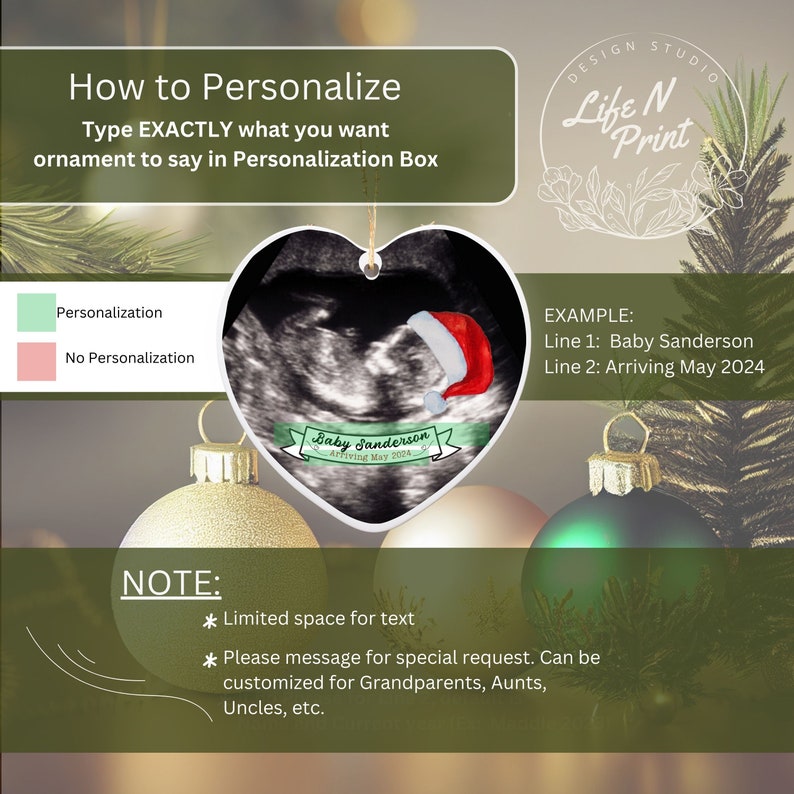 Sonogram Announcement, Ultrasound Ornament Gift, Pregnancy Announcement ...
