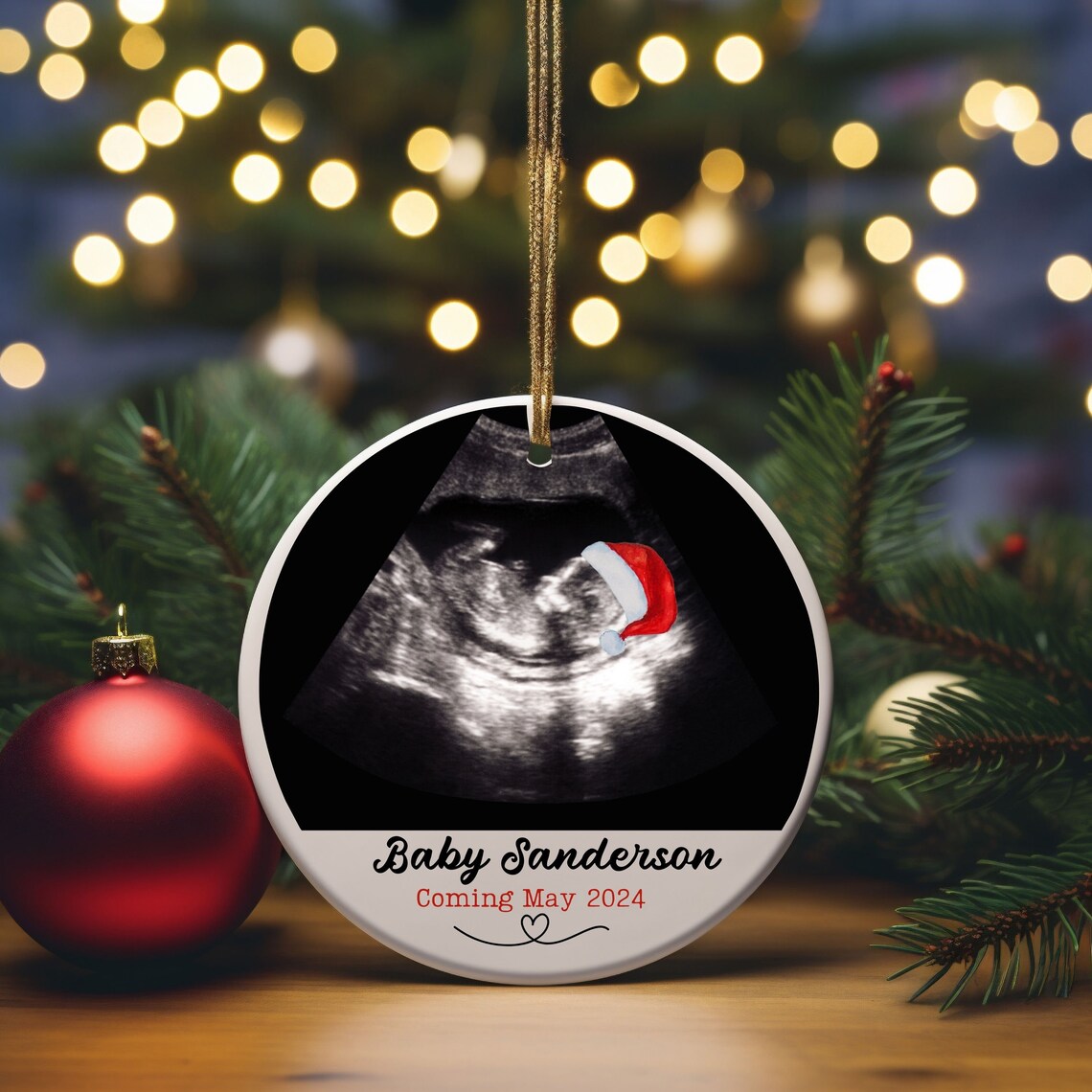 Sonogram Announcement, Ultrasound Ornament Gift, Pregnancy Announcement ...