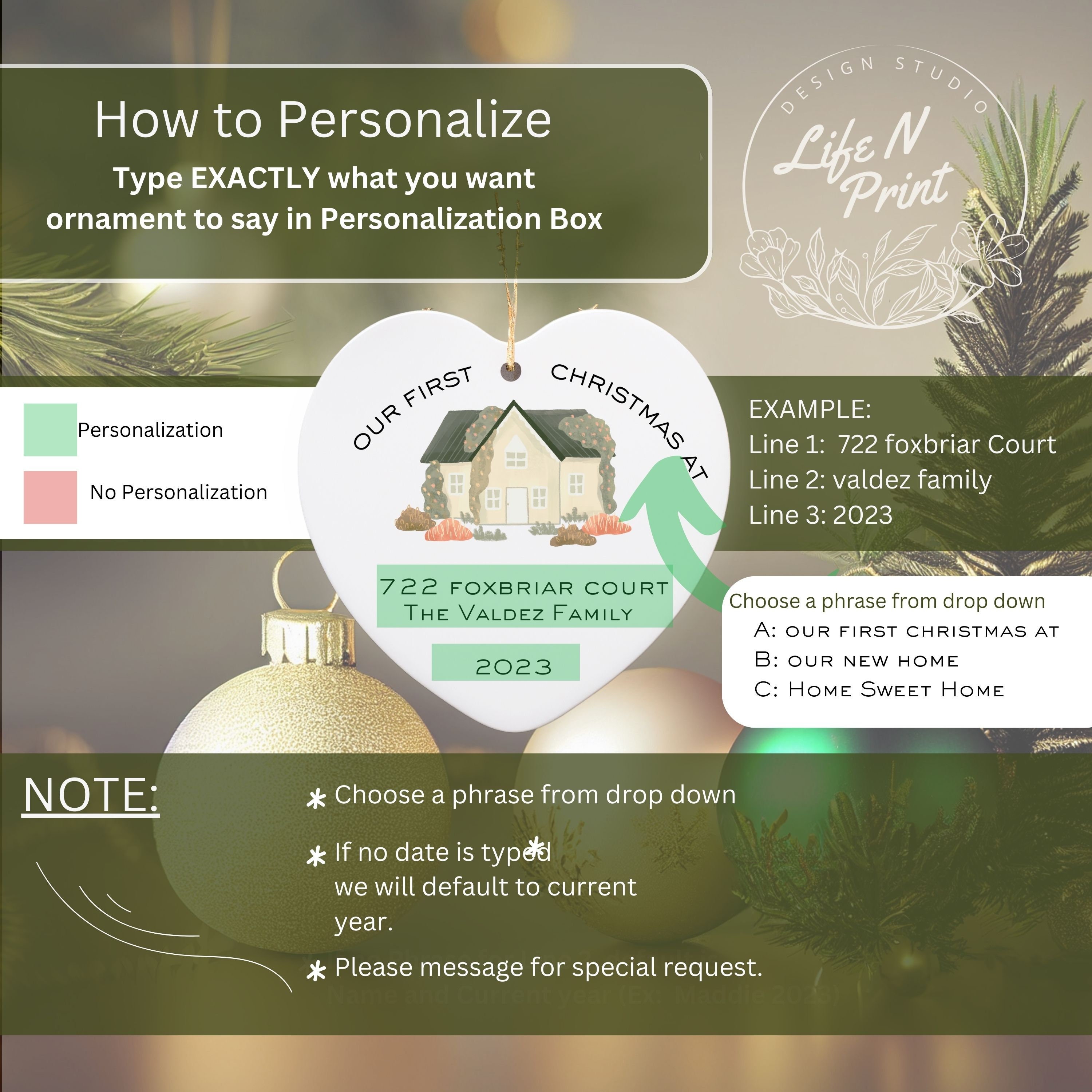 Personalized New Home 2024 Photo Ornament, Custom House Address ...