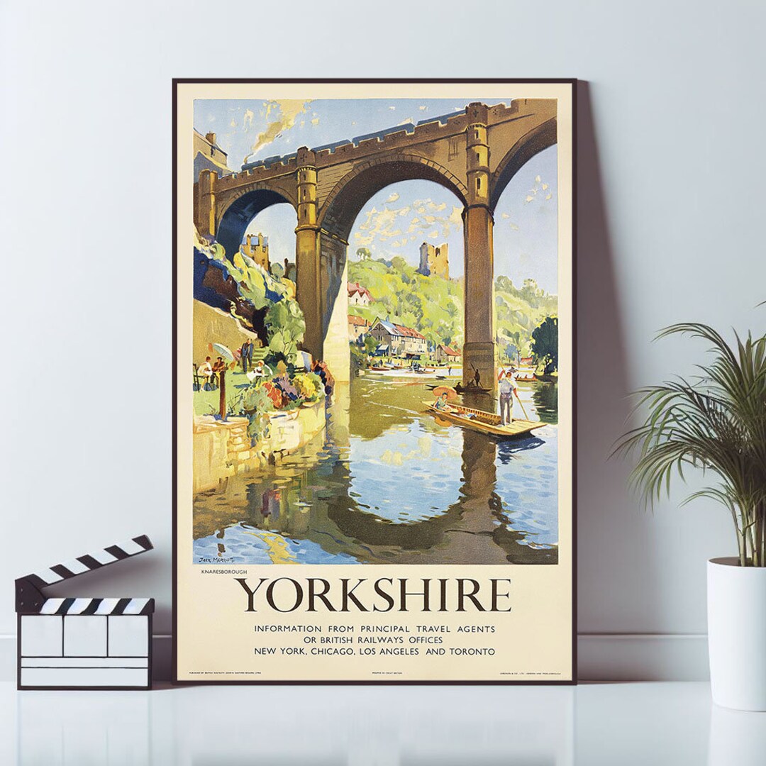 Vintage Travel Poster to Yorkshire, Wall Art Prints, Canvas Material ...