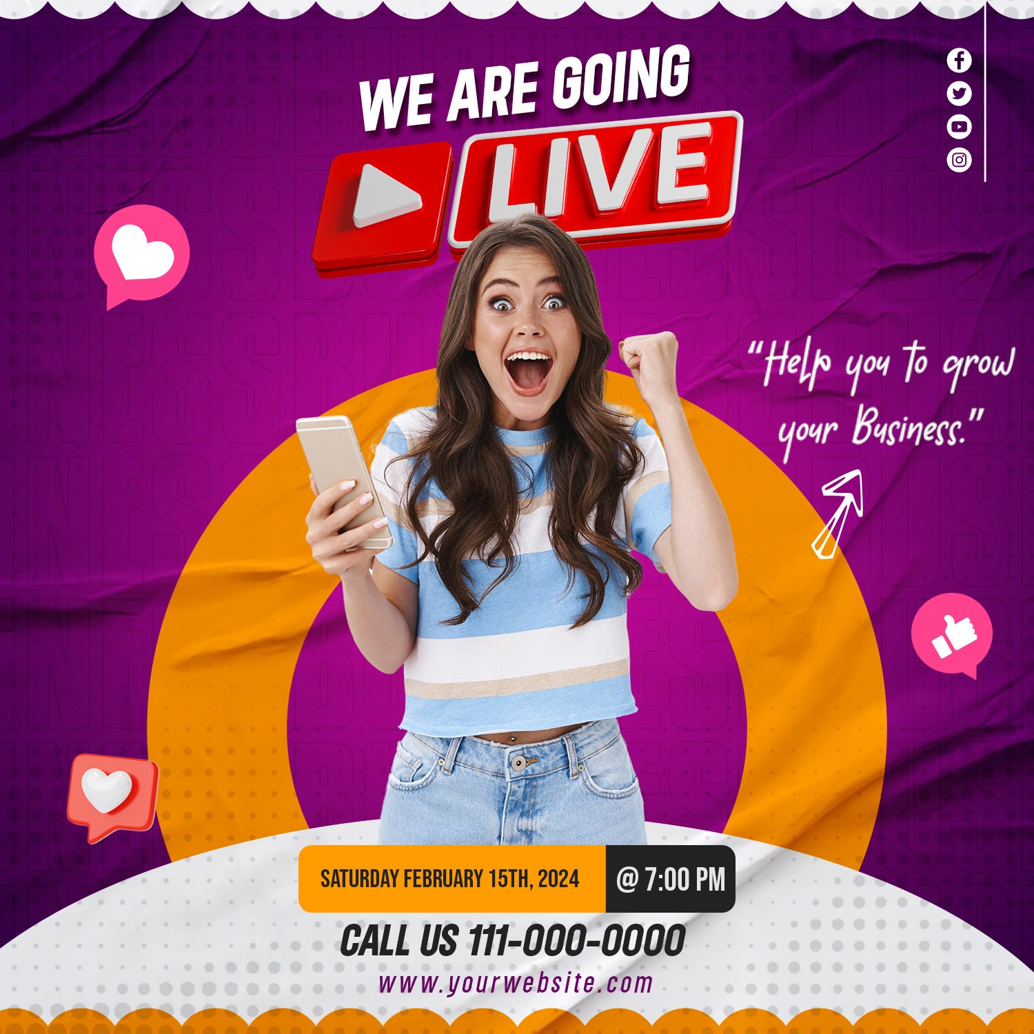 Going Live Flyer, DIY Flyer Template Design, Livestream Flyer, Client ...