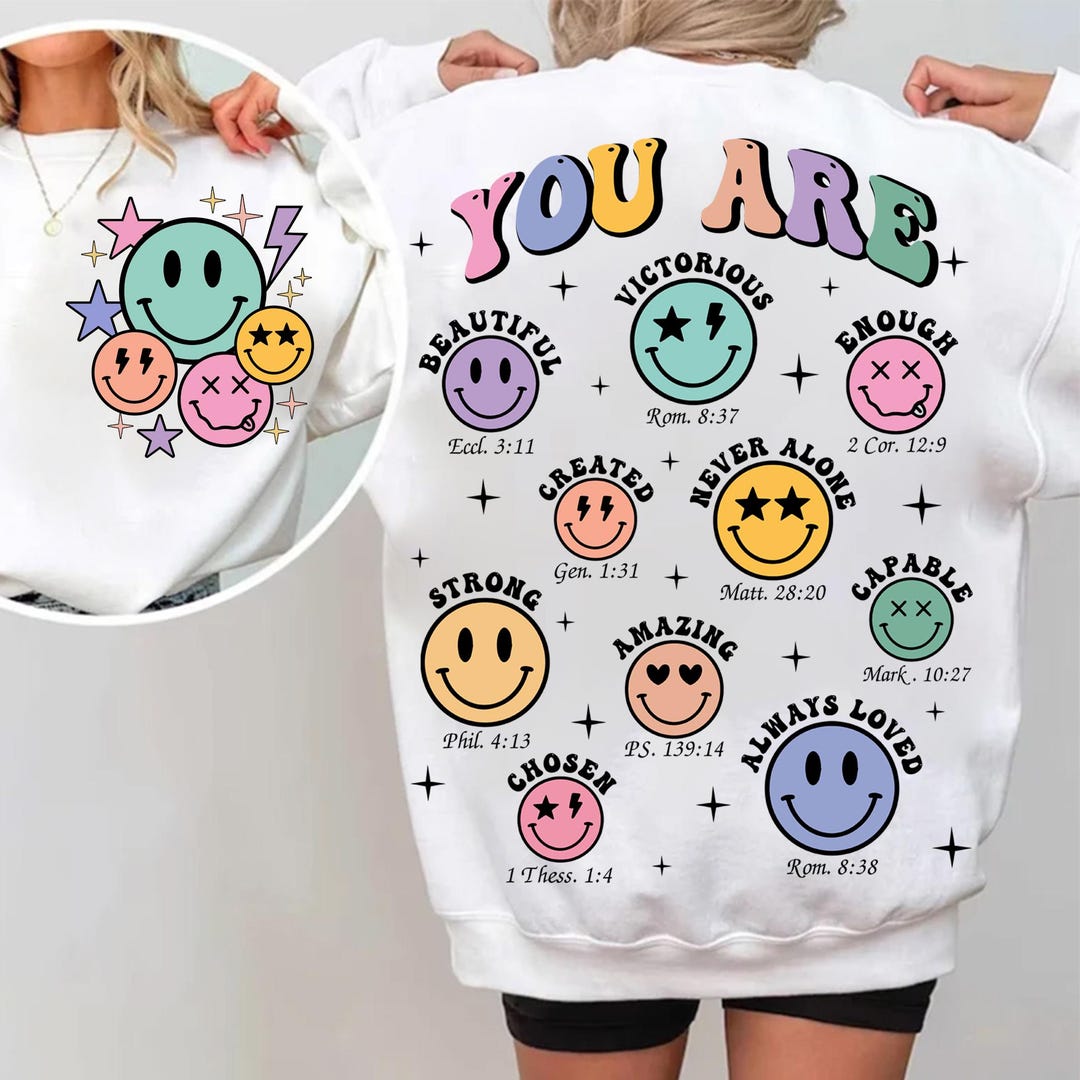 You Are Bible Verse Png, Christian Sublimation Design, Retro Smiley ...
