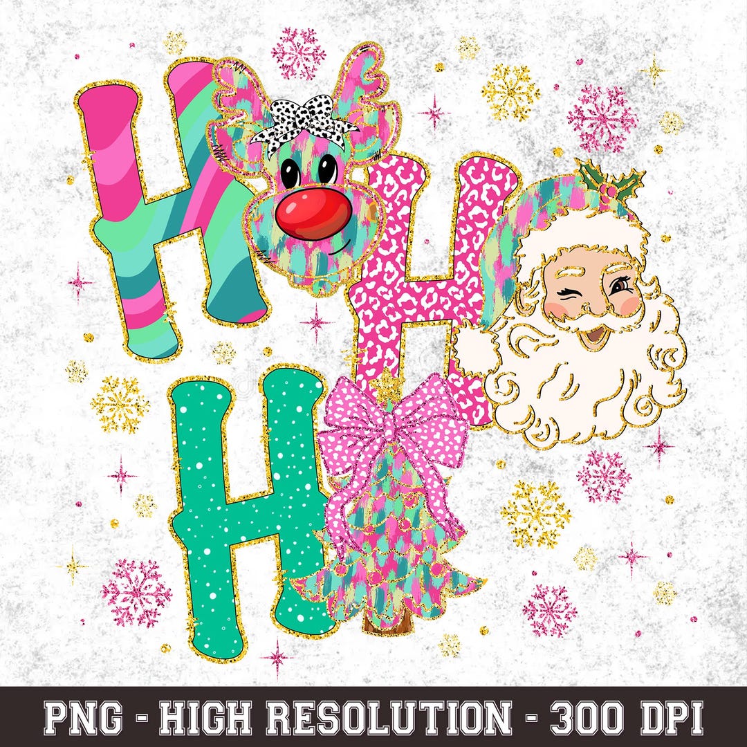 Colorful Glitter Christmas Ho Ho Ho Png, Bright Color Girl Reindeer ...