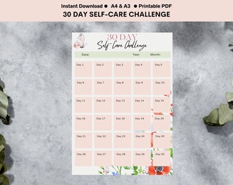 30 Day Self Care Challenge Organizer Progress Tracker Printable PDF ...