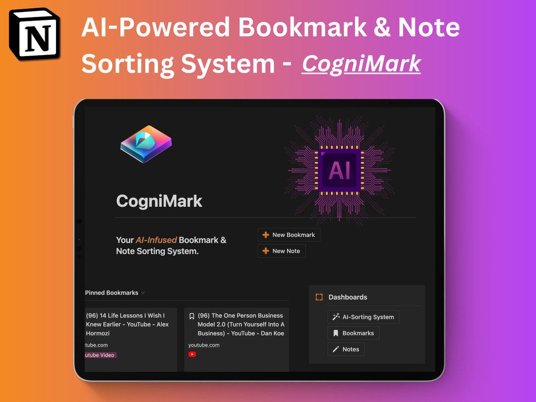 Ai-powered Bookmark & Note Sorting System Cognimark - Etsy