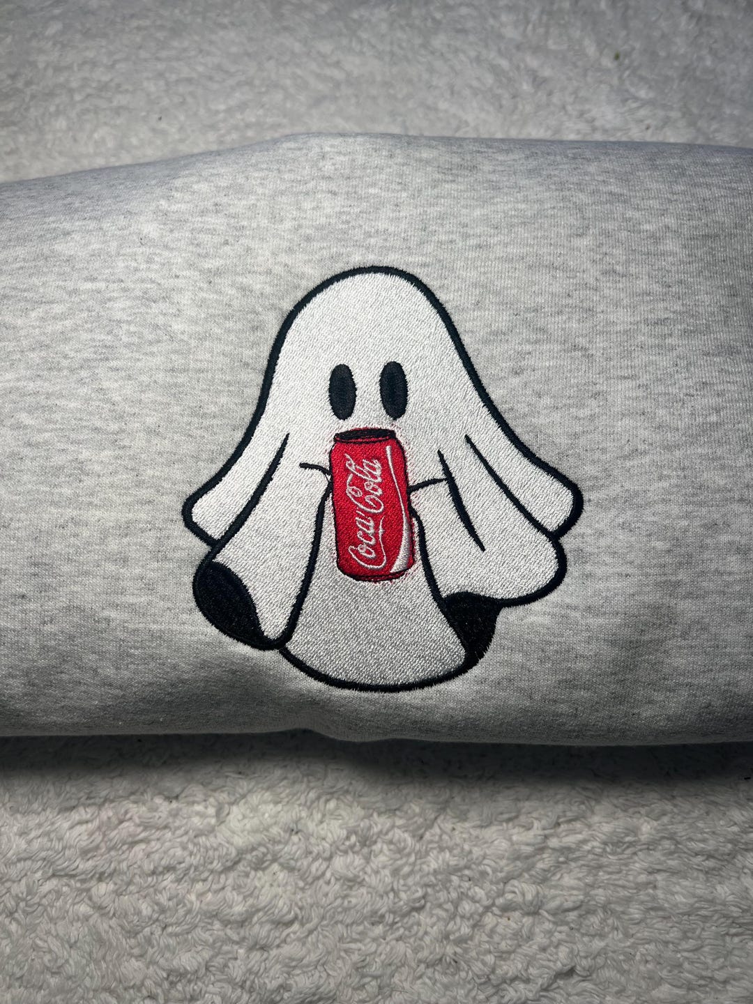 Ghost Coca Cola Embroidered Crewneck Sweatshirt - Etsy