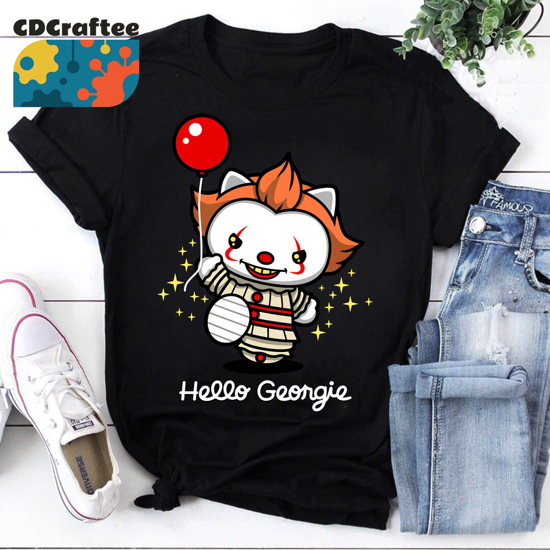 Pennywise Cat Hello Georgie Creepy Feline Halloween T-shirt, Pennywise ...