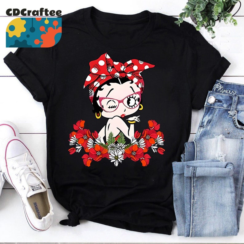 Betty Boop Flower T-shirt, Betty Boop Shirt, Animation Shirt, Vintage ...