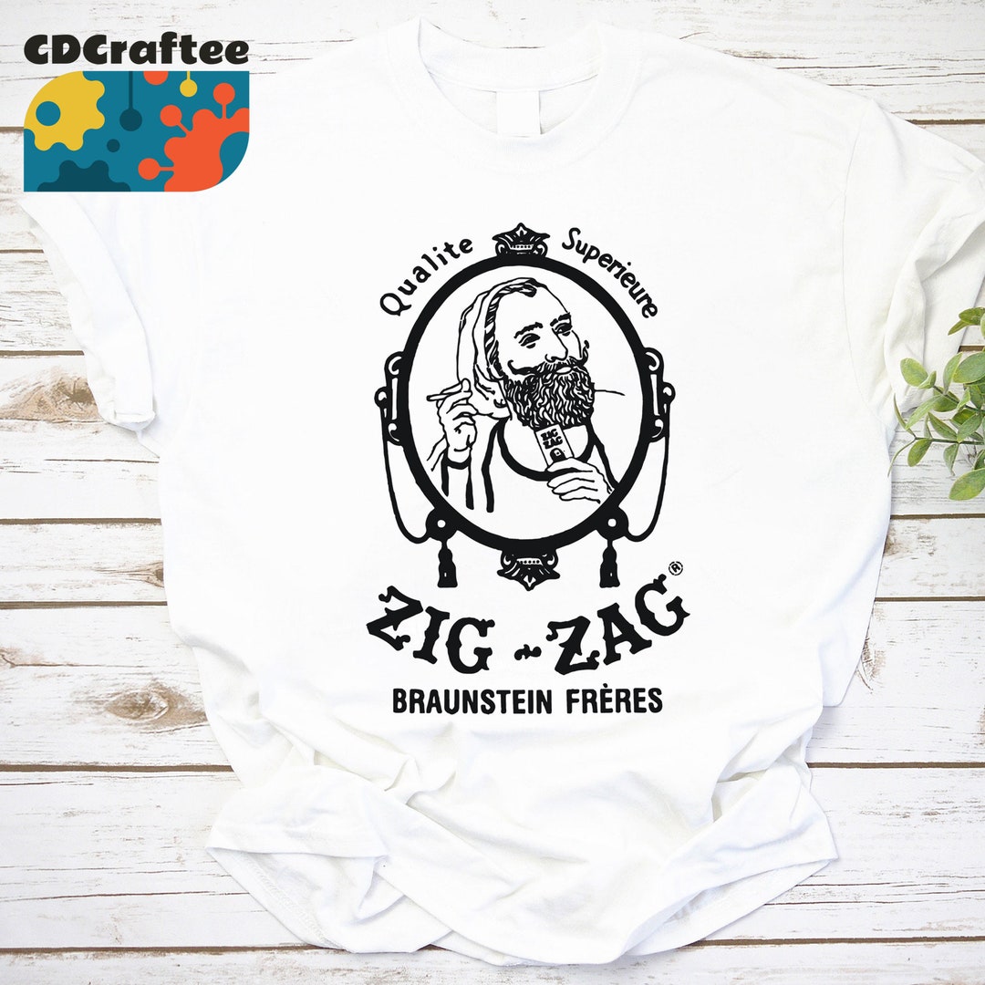 Vintage Zig Zag Man Logo T-shirt, 420 Marijuana Shirt, Rolling Paper ...