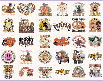 Retro Halloween Png Bundle, Halloween Png, Groovy Halloween Png ...