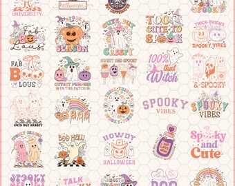 Retro Halloween Bundle, Halloween Sublimation Designs, Hippie Halloween ...