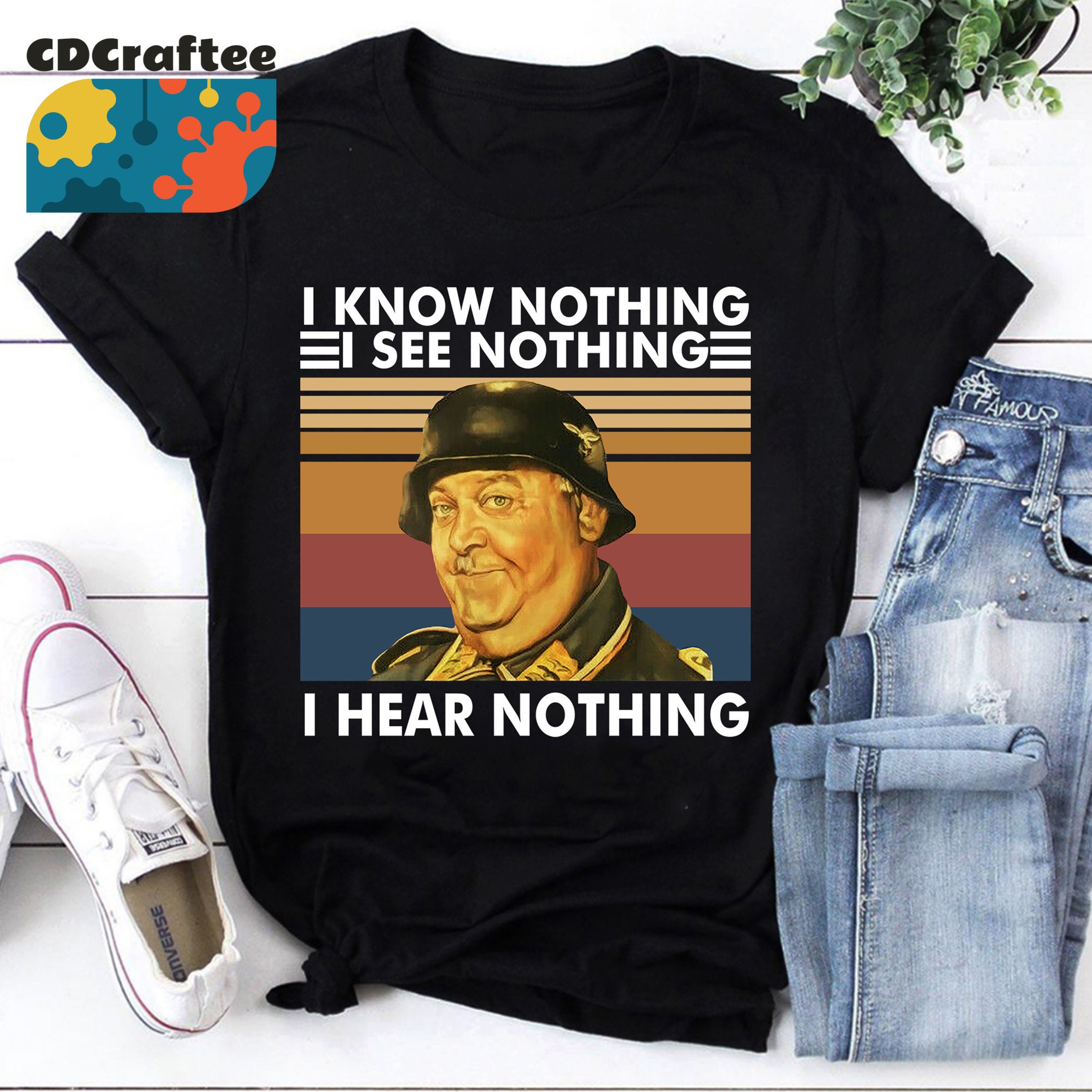 Sergeant Schultz I Know Nothing See Nothing Hear Nothing Vintage T-shirt, Sergeant Schultz Shirt ...