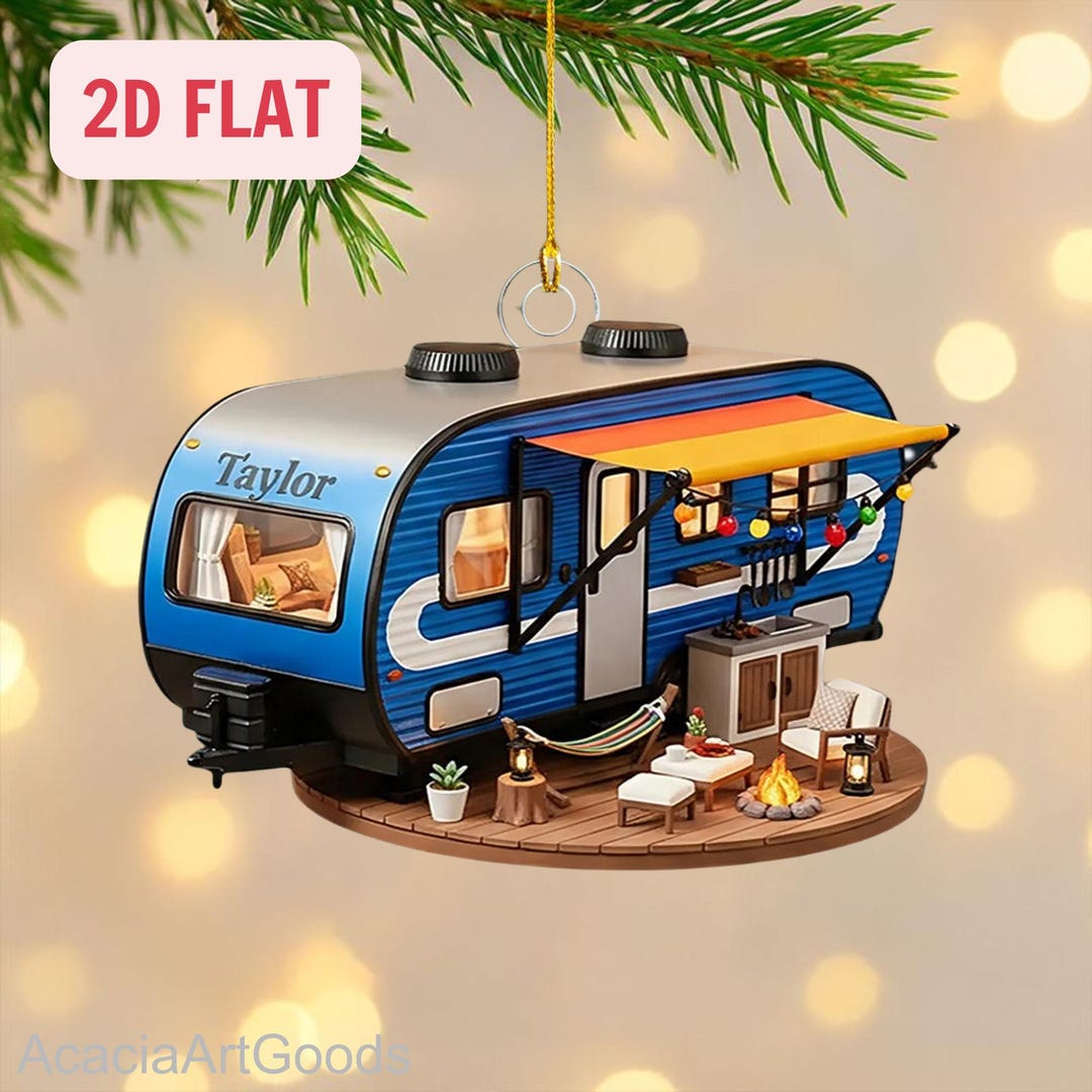 Personalized Camper Van Ornament With Name, Custom 2D FLAT Acrylic ...