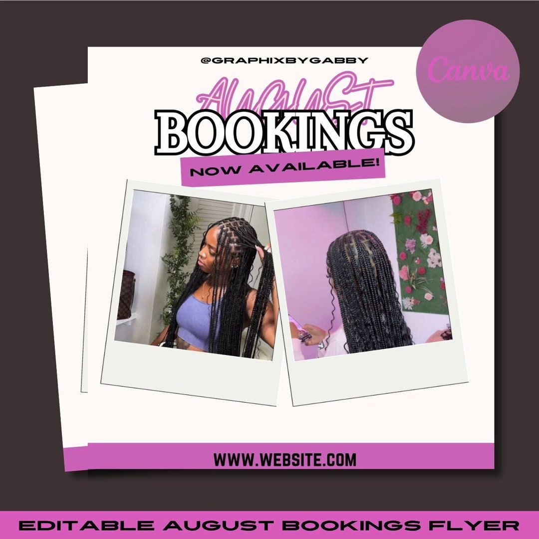 Editable August Booking Flyer Template for Hair Nails - Etsy