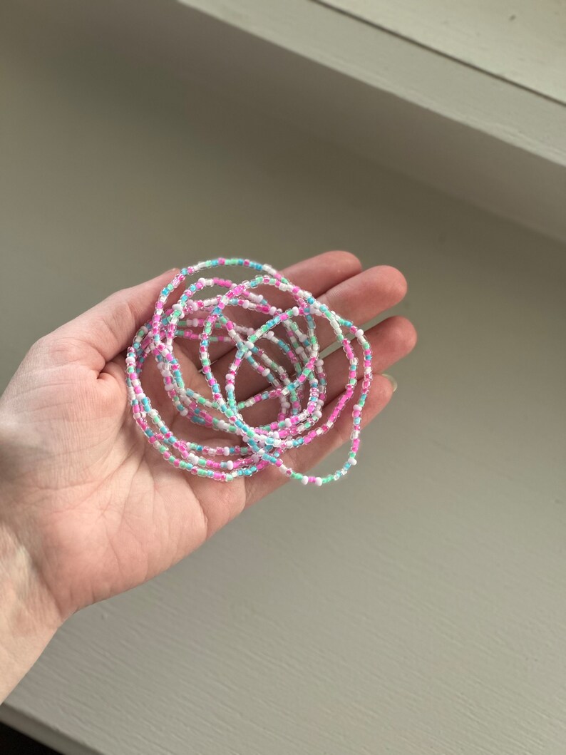 Set of EIGHT Stretch Bead Bracelets, Spring Bracelet, Valentines Day ...