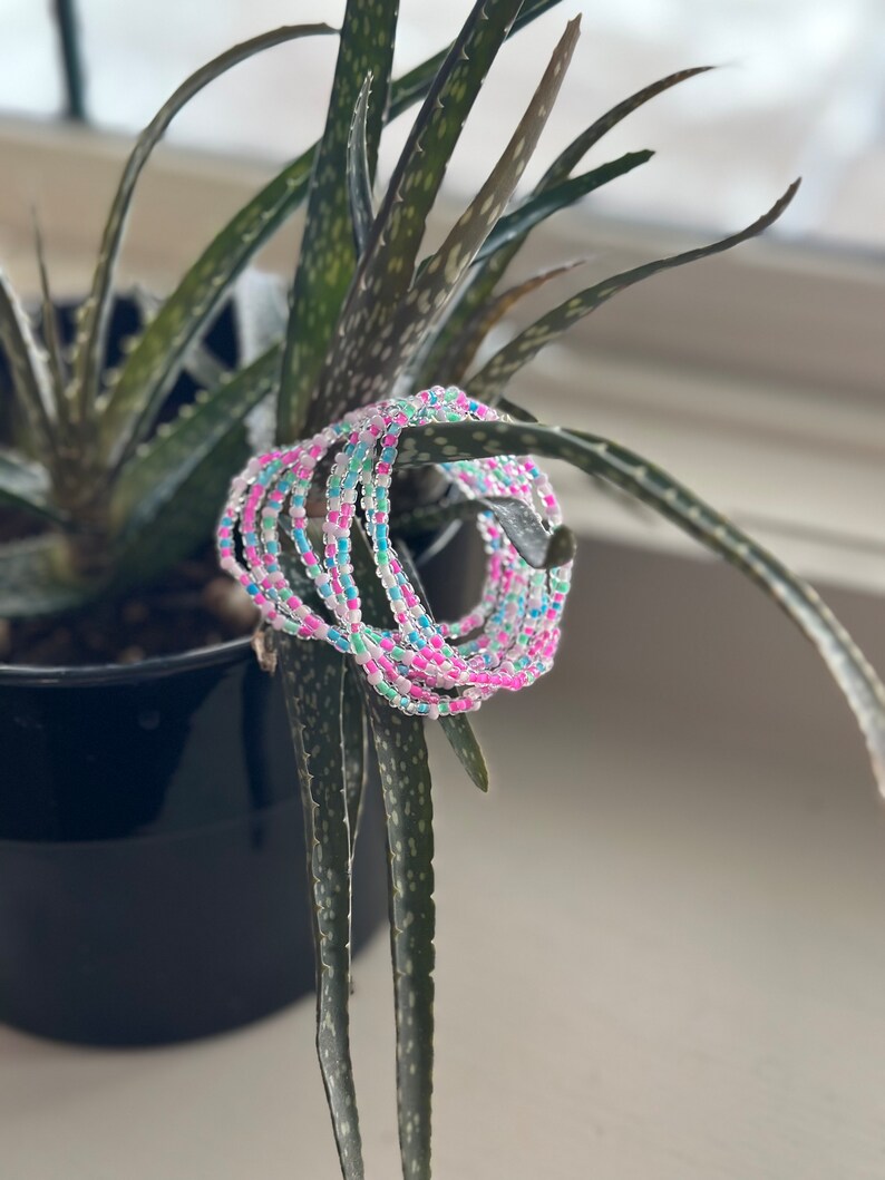 Set of EIGHT Stretch Bead Bracelets, Spring Bracelet, Valentines Day ...