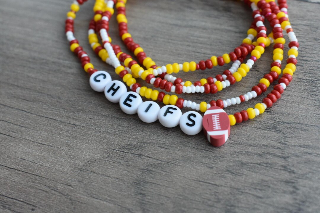 Chiefs Beaded Wrap Bracelet: Kansas City Football Fan Jewelry - Etsy