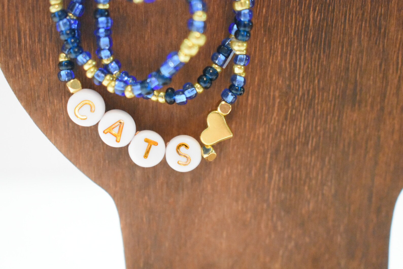 Blue and Gold MSU Bobcat Beaded Stretch Wrap Bracelet, Metal Bead ...