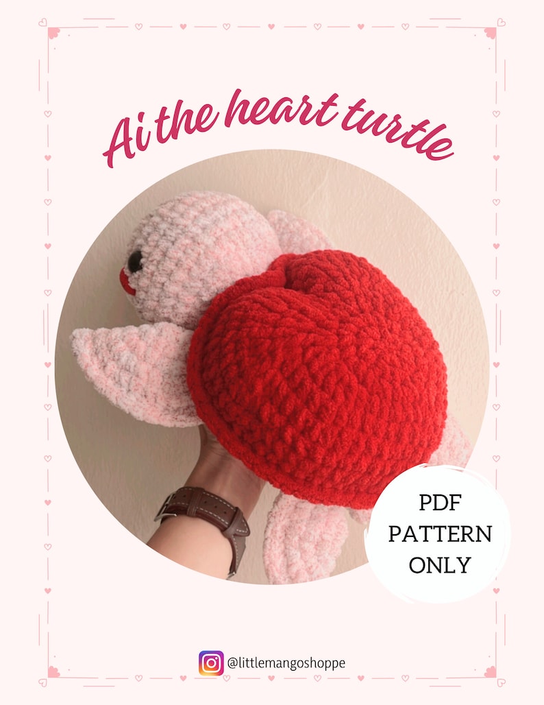 Ai the Heart Turtle Plushie - CROCHET PATTERN ONLY - Etsy