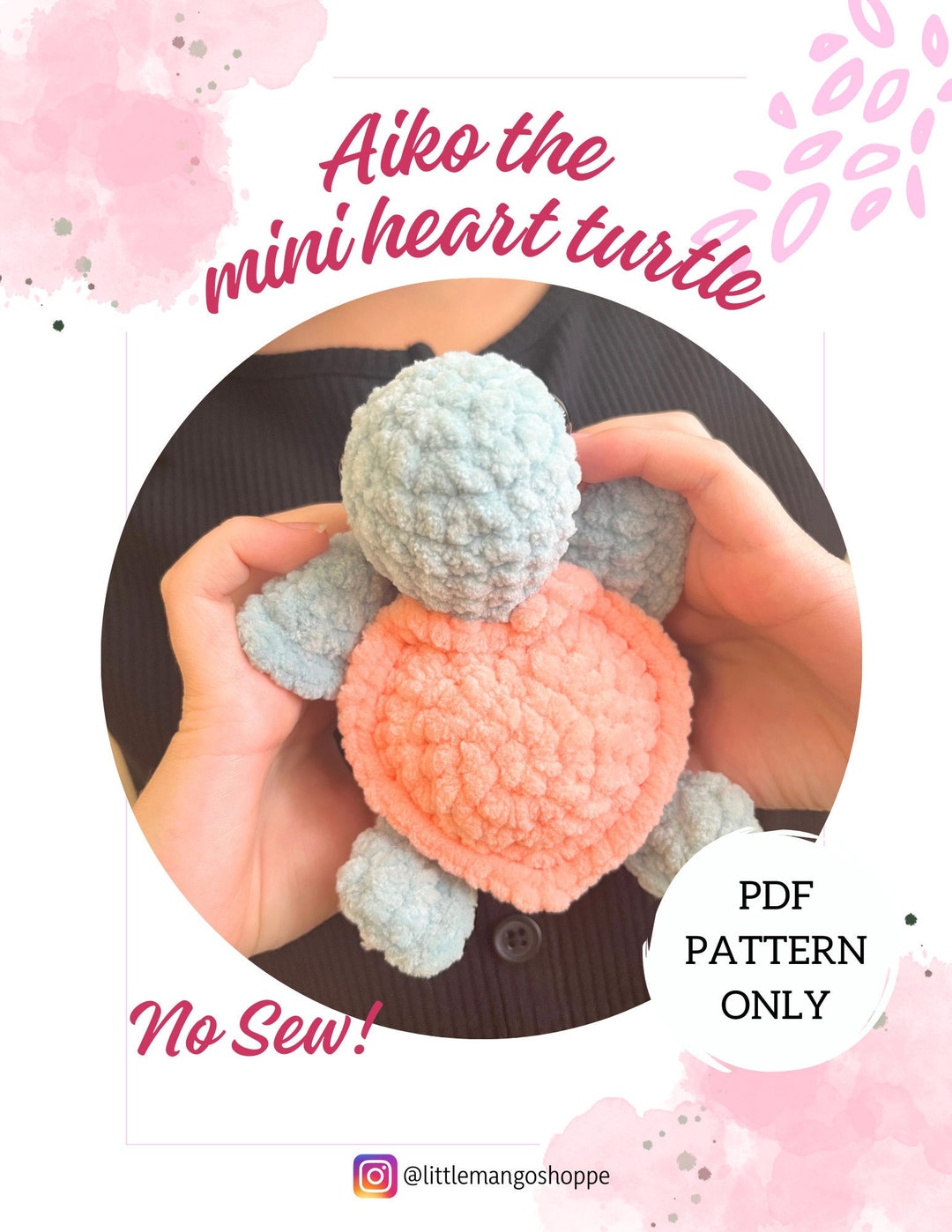 Aiko the Mini Heart Turtle Plushie - CROCHET PATTERN ONLY - Etsy