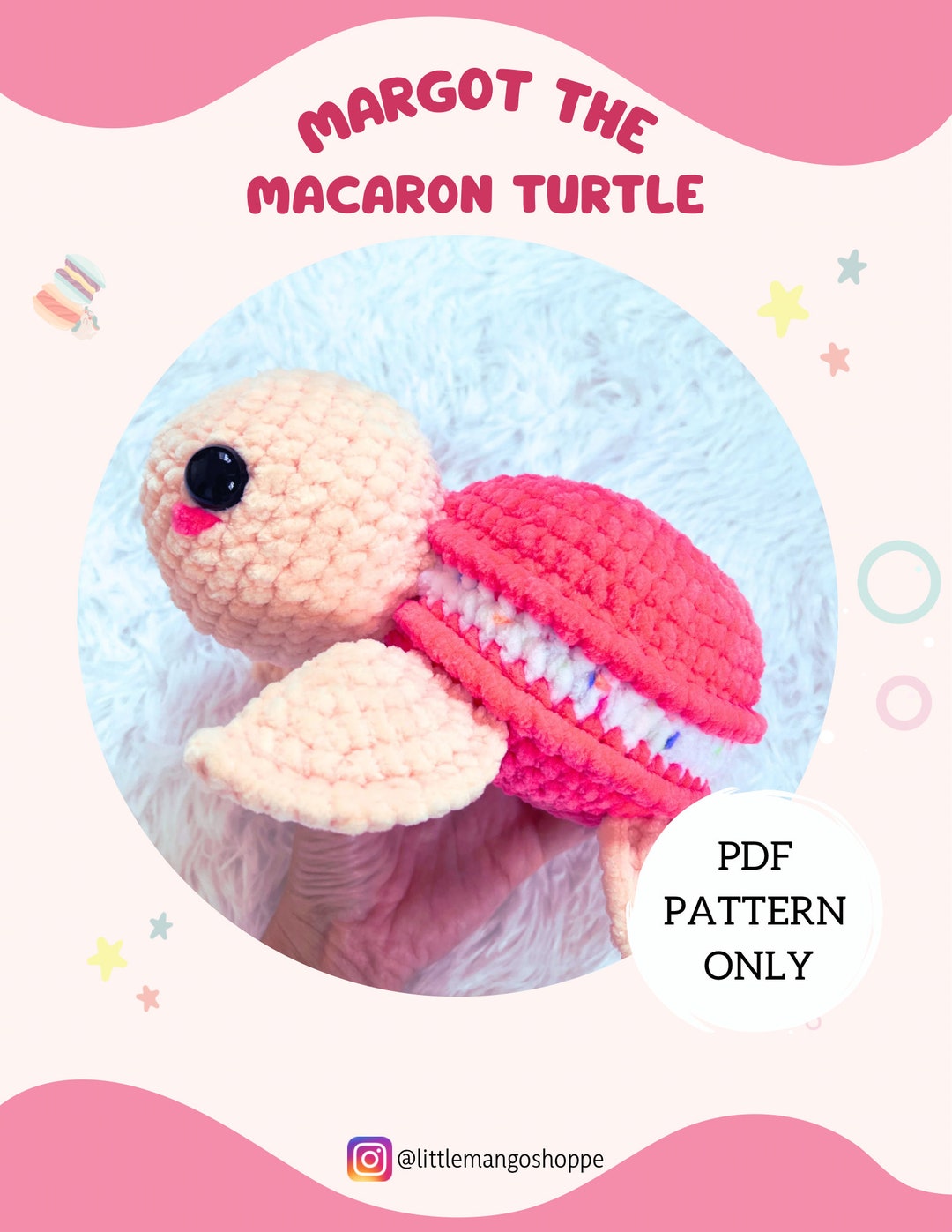 Marie the Macaron Turtle Plushie CROCHET PATTERN ONLY - Etsy
