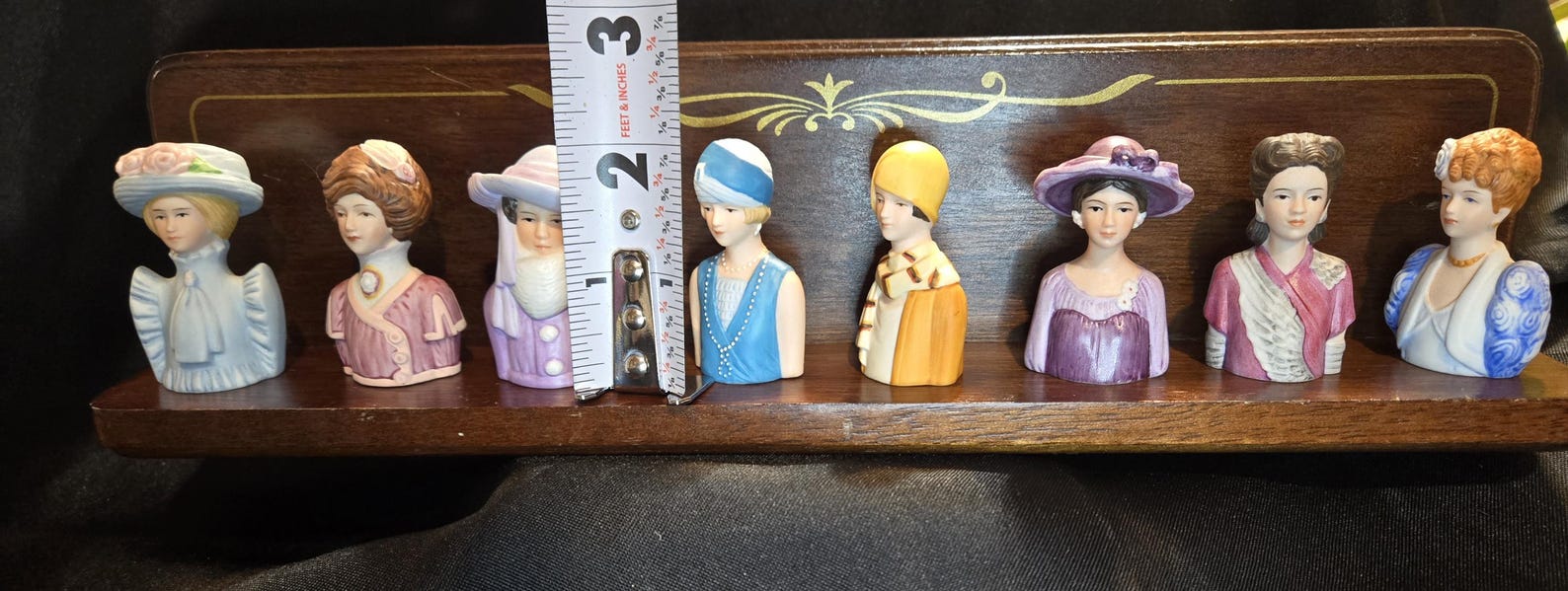 Avon Fashion Silhouettes Thimble Collection of 8 With Hanging Stand ...