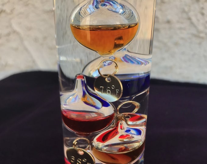 VINTAGE GALILEO Glass Thermometer With Floating Glass Balls in Jewel ...
