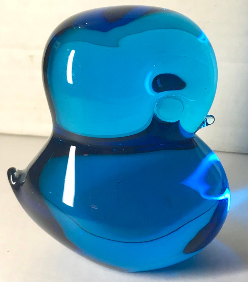 Vintage MURANO Handblown PEACOCK BLUE Crystal Duckling Pqperweight! - Etsy