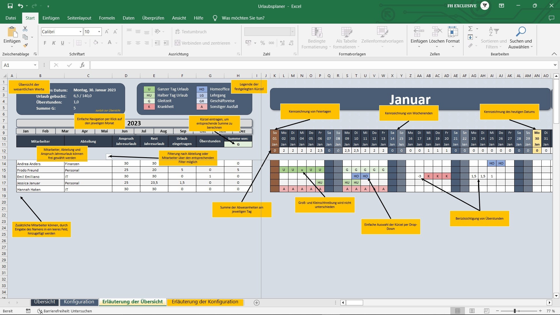 Digital Vacation Planner Roster 2024, 2025 Etc. for Companies Excel ...