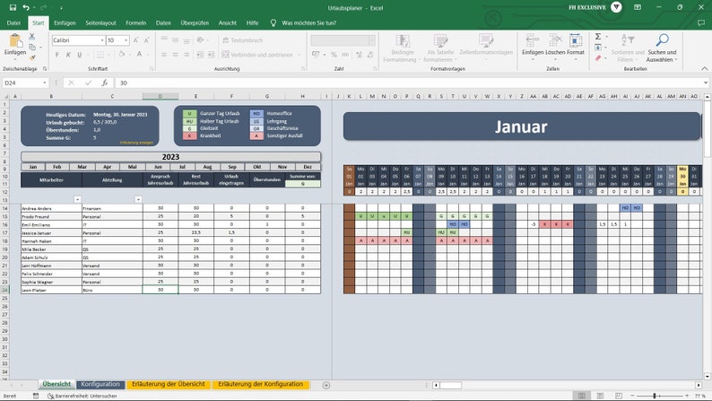 Digital Vacation Planner Roster 2024, 2025 Etc. for Companies Excel ...