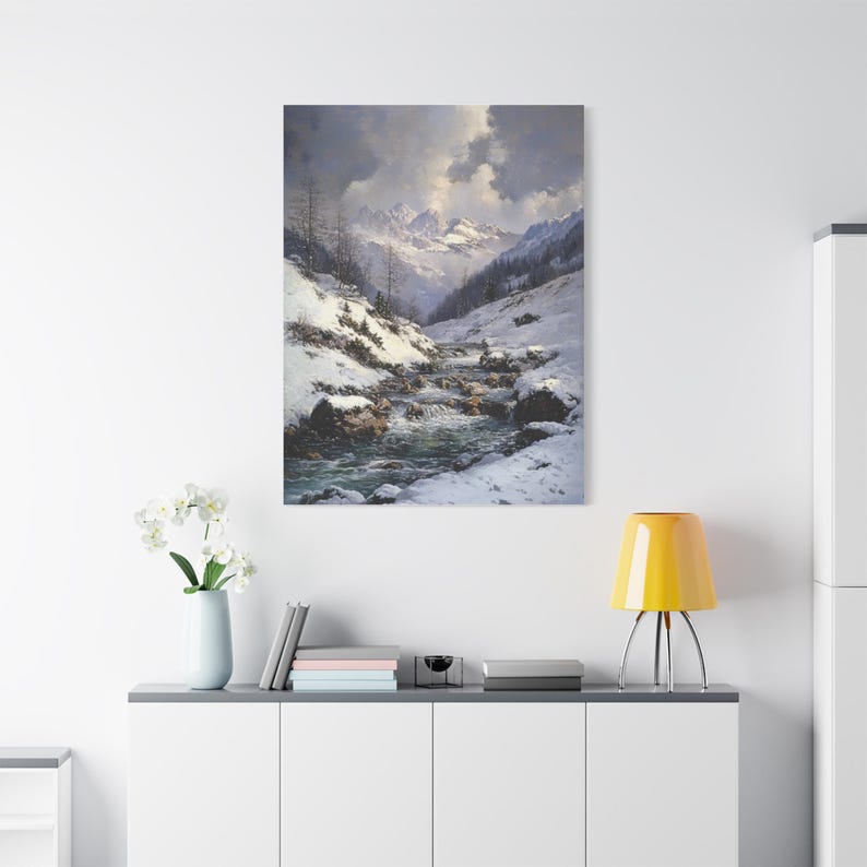 Canvas Print, Mountain Spring Melt Oil Painting, Home Decor, Wall ...