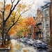 Montreal Autumn City Scene Watercolor Digital Print | Fall Cityscape ...