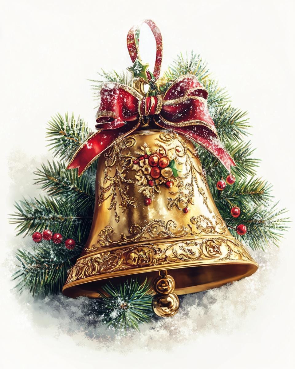 Christmas Bell Digital Print | Holiday Wall Art | Festive Decor - Etsy