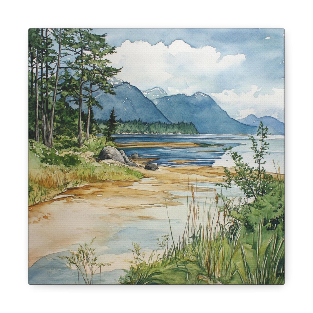 Porteau Cove Inlet Watercolor Painting, Coastal Artwork, Wall Art Decor ...