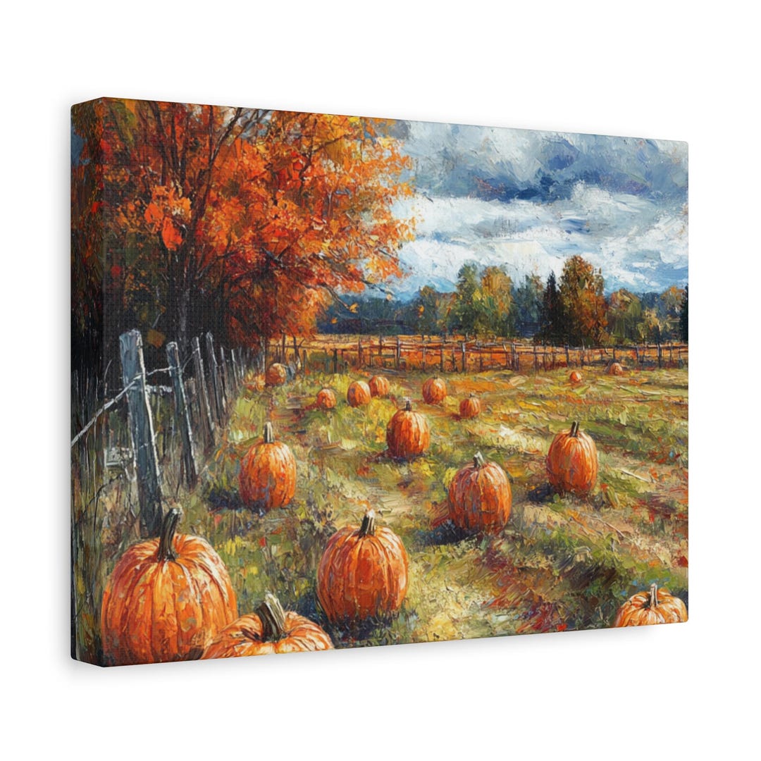 Pumpkin Patch Canvas Print: Autumn Oil Painting, Fall Home Decor - Etsy