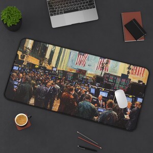 Stock Market Desk Mat | Stylish Home Office Decor, Gamer Mouse Pad ...