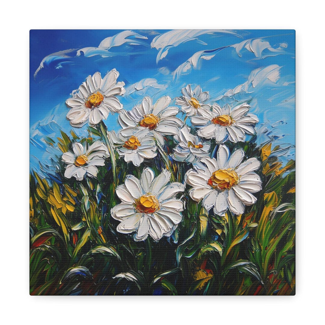 Daisy Flower Oil Painting Canvas Print Flower Art Wall Decor Gift Ideas ...