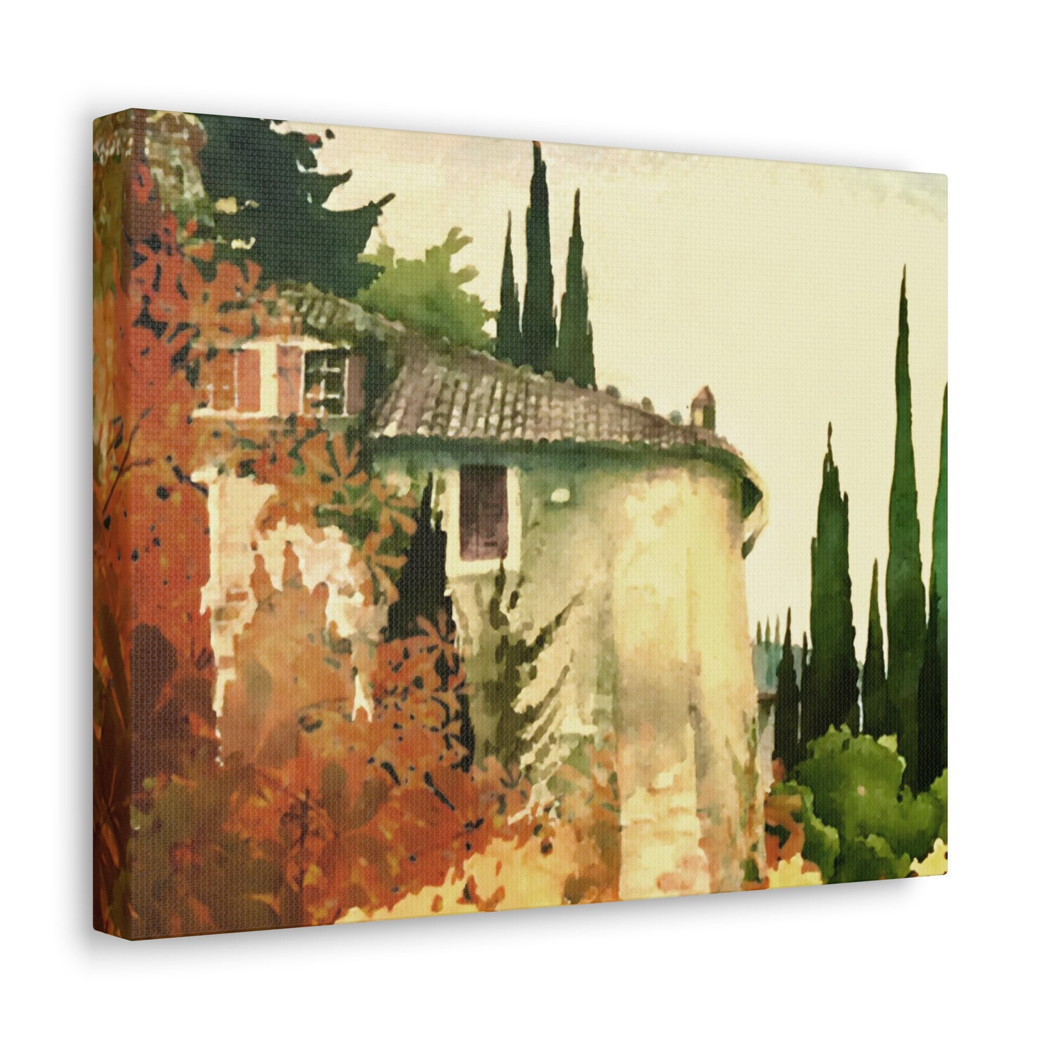 Soft Watercolor Italian Landscape Painting Canvas Art, Colorful Sunny ...