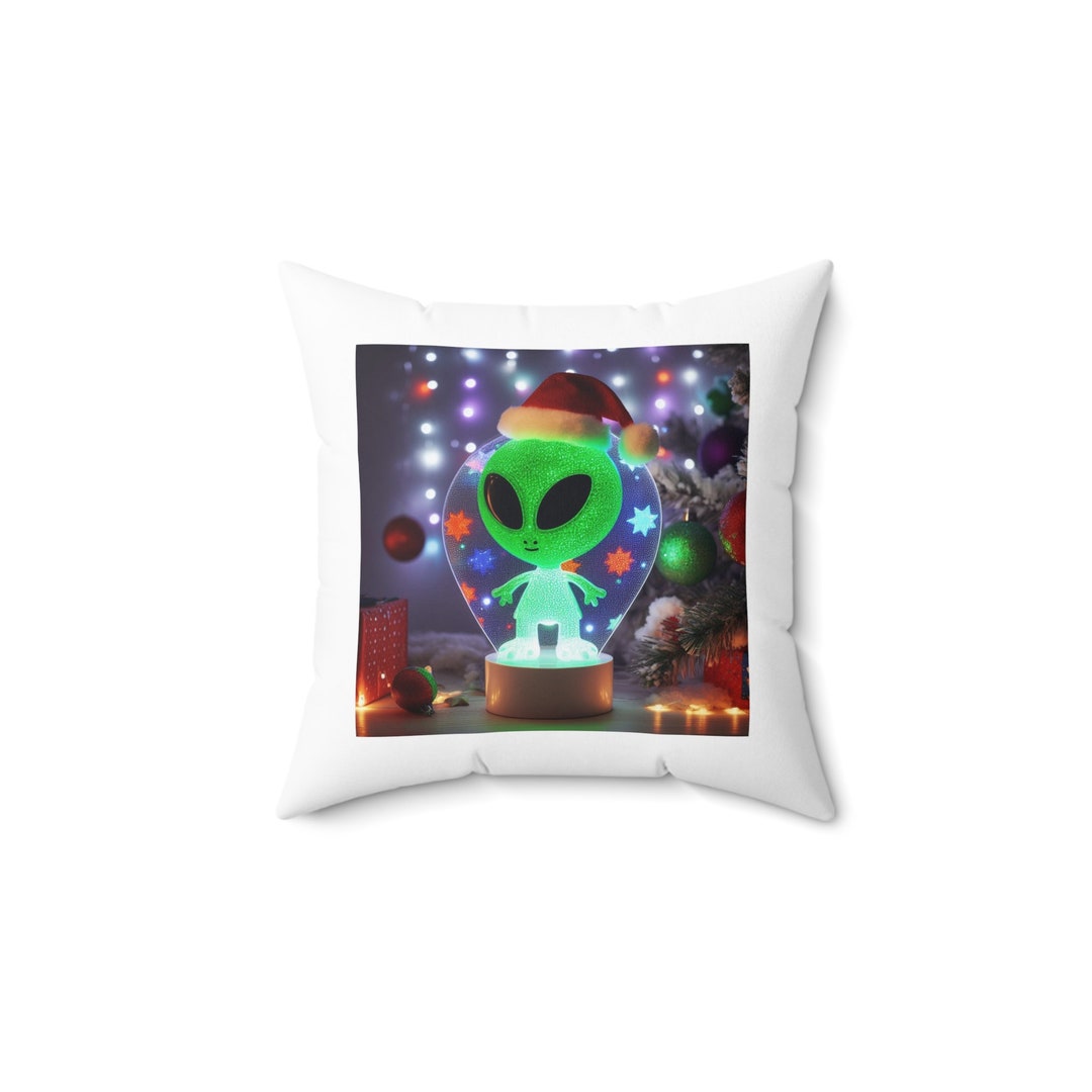 Alien Christmas Cushion Snow, Winter Decorative Pillow, Alienthrow ...