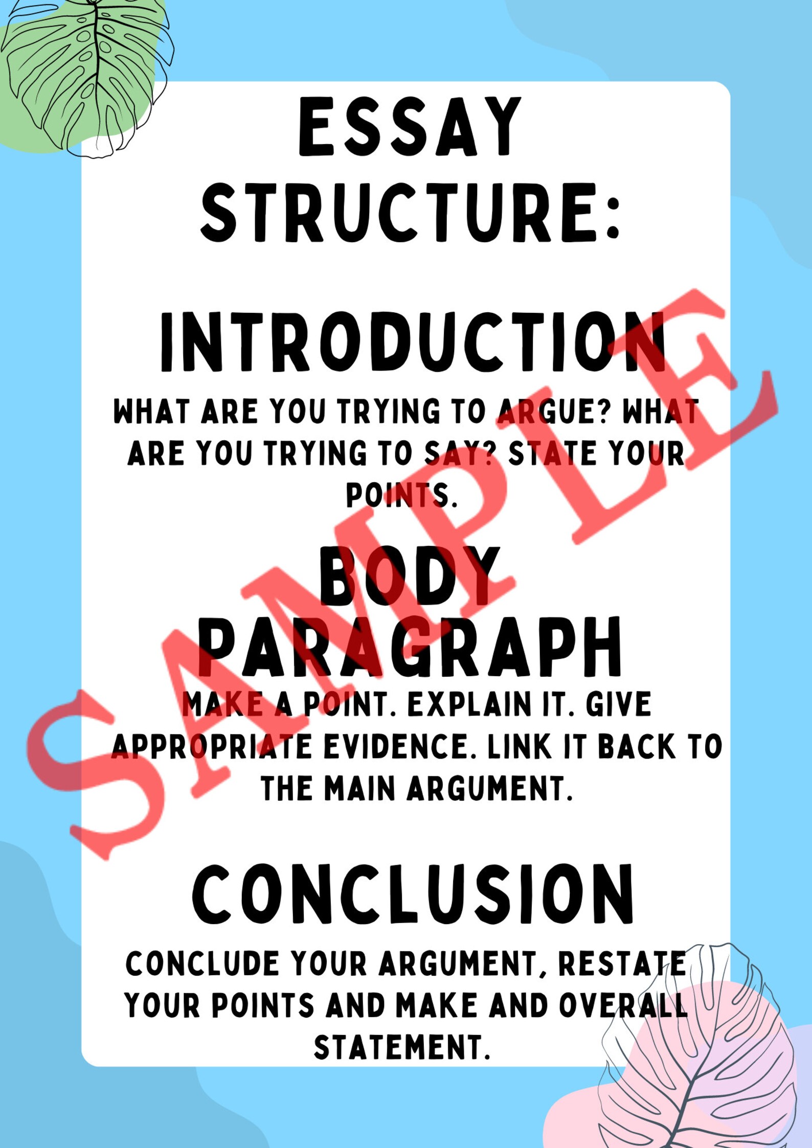 Writing Structure Posters - Etsy