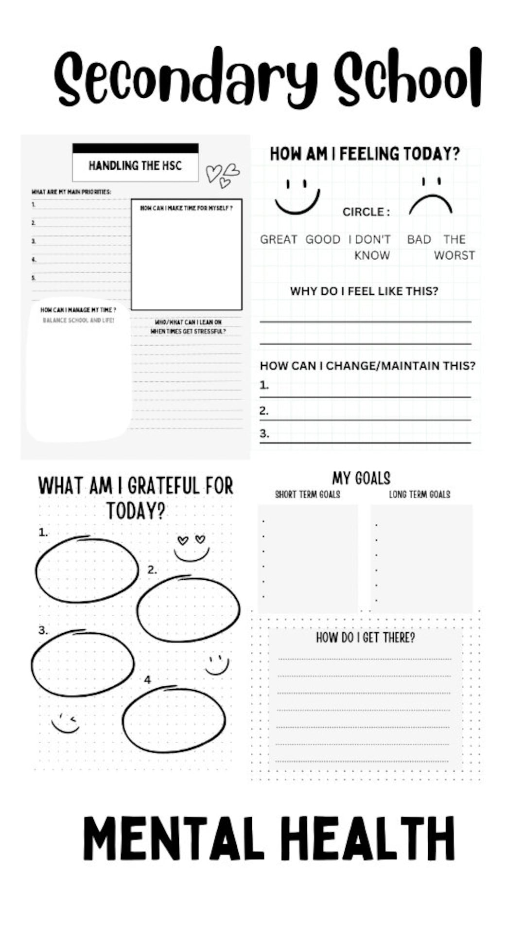High School Mental Health Worksheets - Etsy
