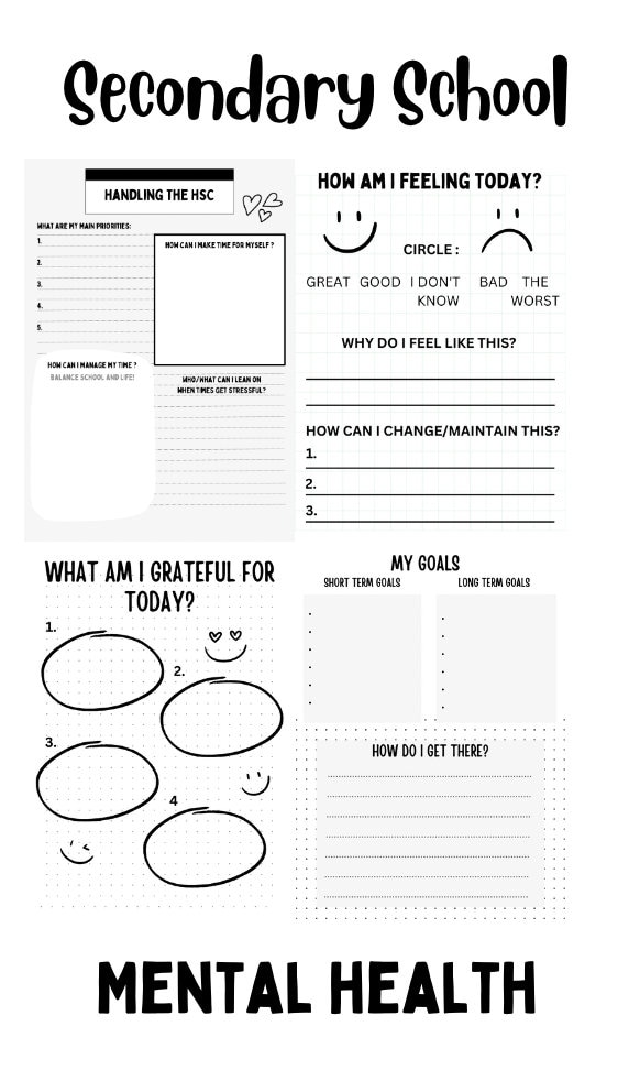 High School Mental Health Worksheets - Etsy