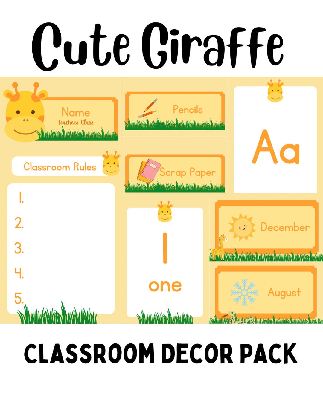 Giraffe Themed Classroom Decor Pack - Etsy