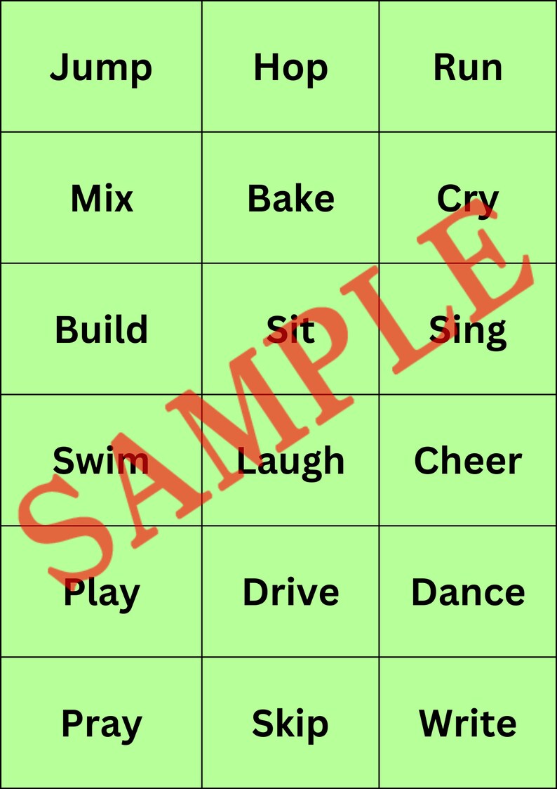 Noun, Verb and Adjective Charades - Etsy Canada