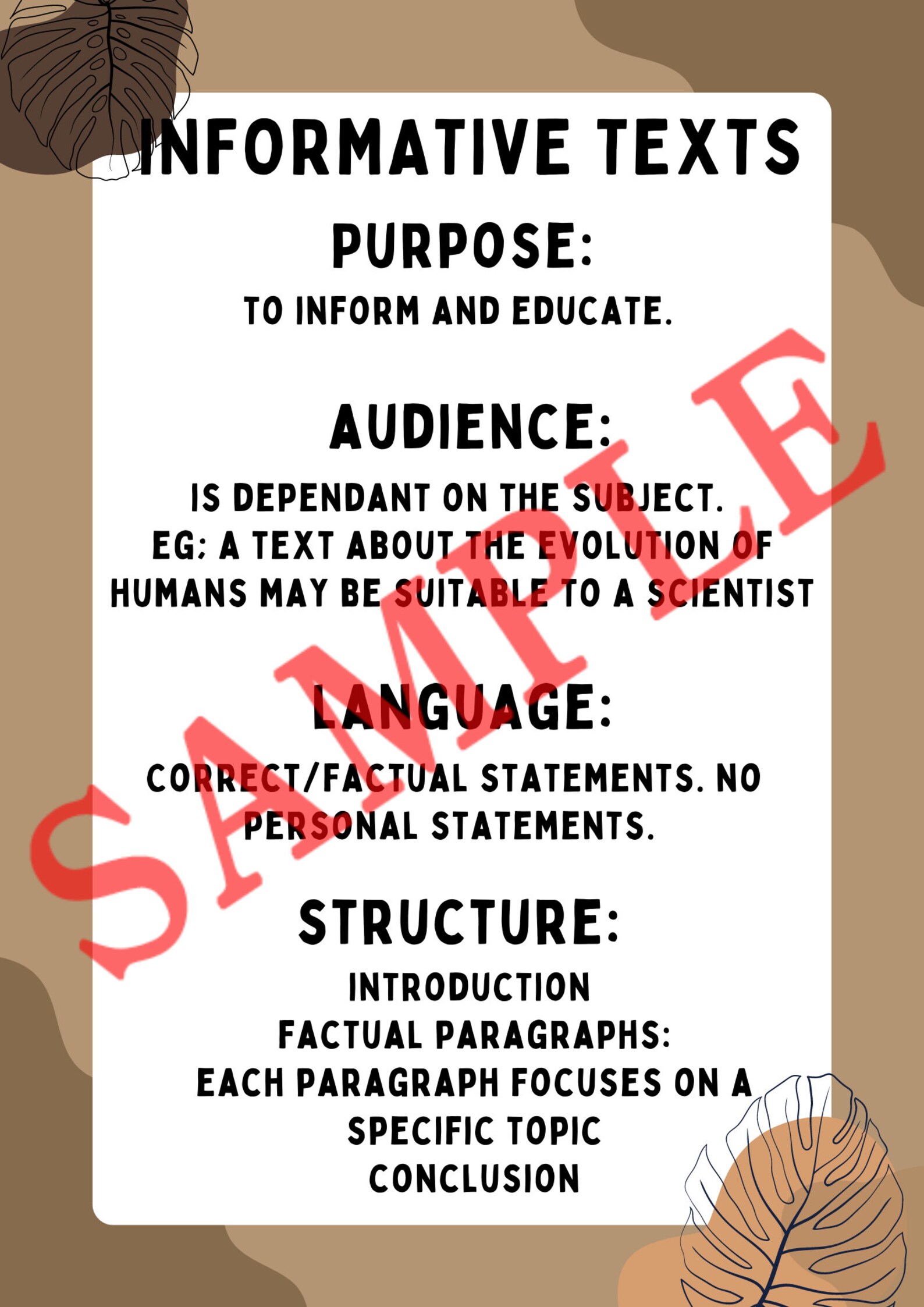 Writing Structure Posters - Etsy