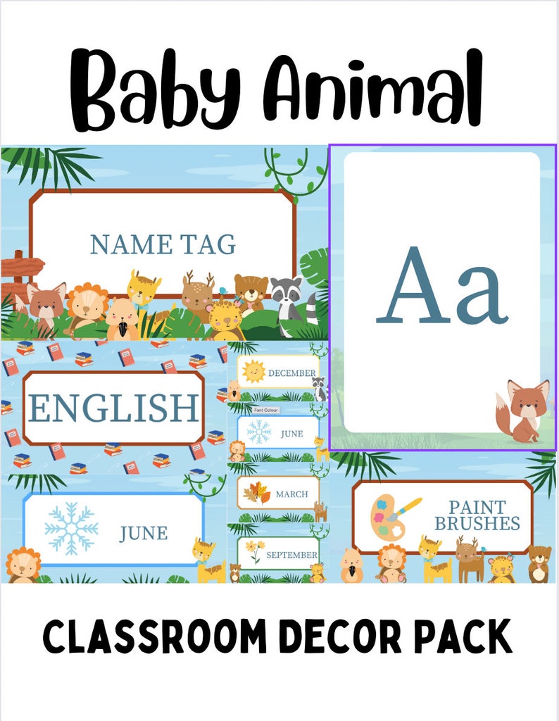 Baby Animal Theme Classroom Decor Pack - Etsy