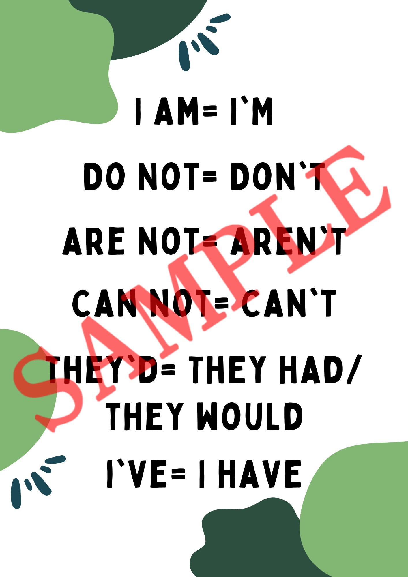 Homophone and Contraction Posters - Etsy