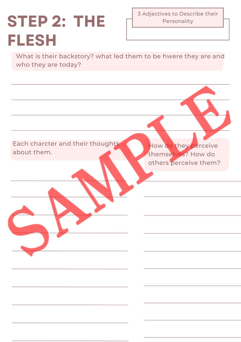 Character Profile Worksheet - Etsy