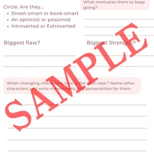 Character Profile Worksheet - Etsy